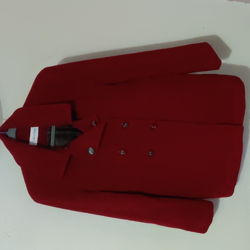 Calvin Klein Red Wool Blend Coat - Gem